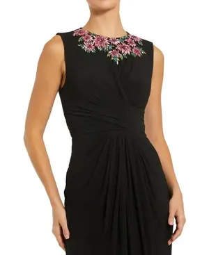 Mac Duggal Jersey Gown With Embellished Neckline