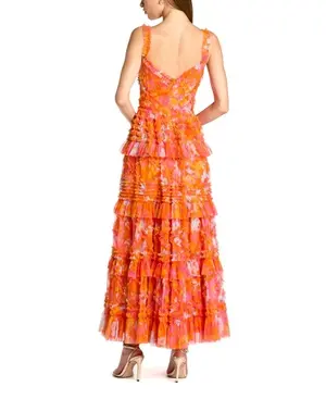 Mac Duggal Sleeveless Floral Ruffle A-line Maxi Dress