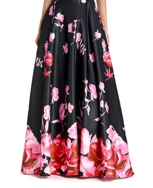 Mac Duggal Sleeveless Printed Satin Ballgown