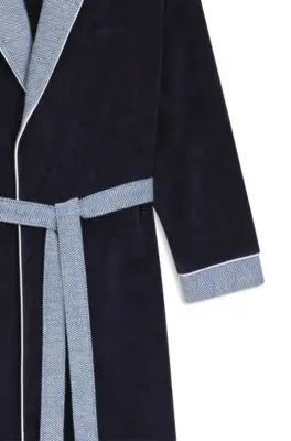 BOSS Embroidered Logo Cotton Velvet Dressing Gown