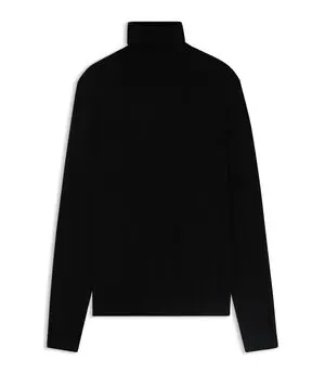 Hugo Merino Wool Turtleneck Sweater With Embroidered Logo