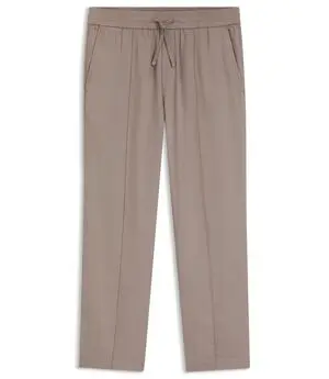 Hugo Straight-fit Drawstring Trousers In Linen Blend