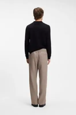 Hugo Straight-fit Drawstring Trousers In Linen Blend