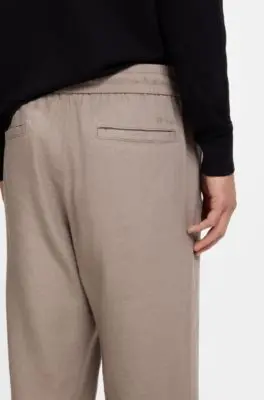 Hugo Straight-fit Drawstring Trousers In Linen Blend