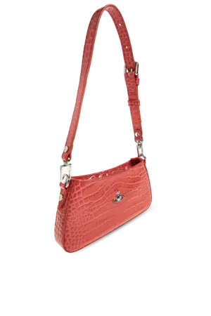 VIVIENNE WESTWOOD Tasha Crocodile-embossed Leather Shoulder Bag - Pink