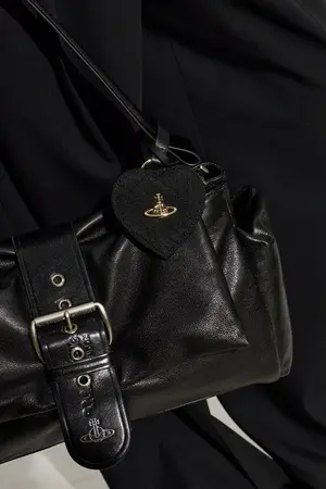 VIVIENNE WESTWOOD Heart Shaped Quilted Bag Charm With Mirror - Black