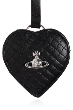 VIVIENNE WESTWOOD Heart Shaped Quilted Bag Charm With Mirror - Black
