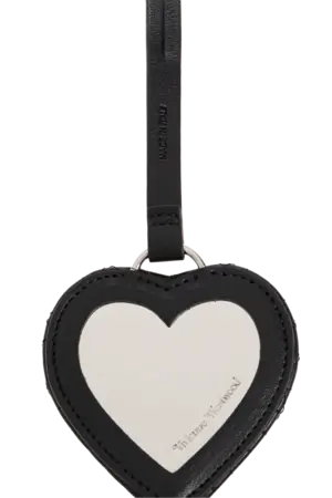 VIVIENNE WESTWOOD Heart Shaped Quilted Bag Charm With Mirror - Black
