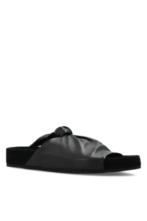 LANVIN Cocoon Leather Slides With Sculptural Knot Detailing - Black
