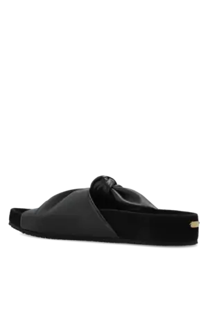 LANVIN Cocoon Leather Slides With Sculptural Knot Detailing - Black