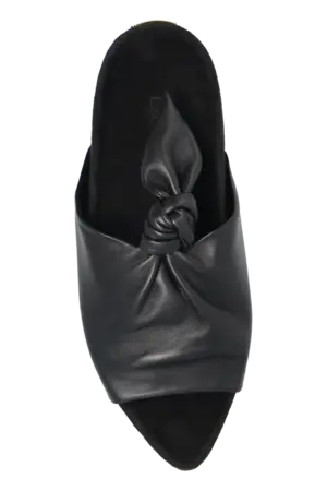 LANVIN Cocoon Leather Slides With Sculptural Knot Detailing - Black