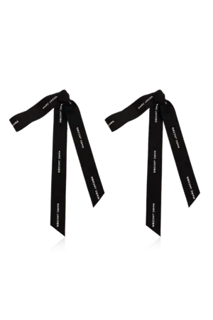 Marc Jacobs Long Logo Ribbon Dangle Earrings - Black