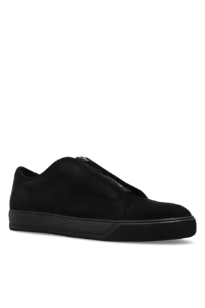 LANVIN Bb1 Suede Zip-up Low Top Sneakers - Black
