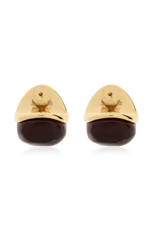Jacquemus Wood And -tone Clip-on Earrings - Gold