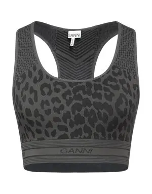 GANNI Knitted Leopard Print Sports Top