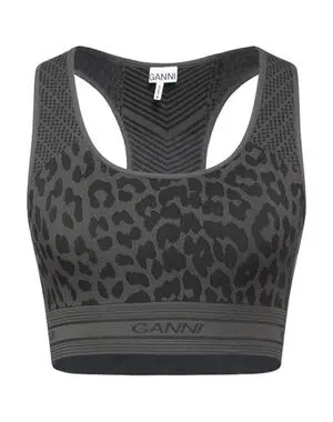GANNI Knitted Leopard Print Sports Top - Lead