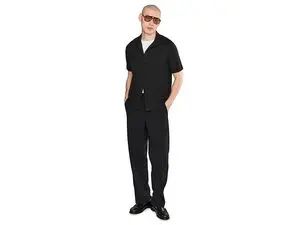 Vince Mesh Knit Short Sleeve Cabana Shirt T Shirt - Black