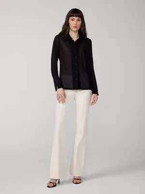 Diane Von Furstenberg Long Sleeve Sheer Shirt - Black