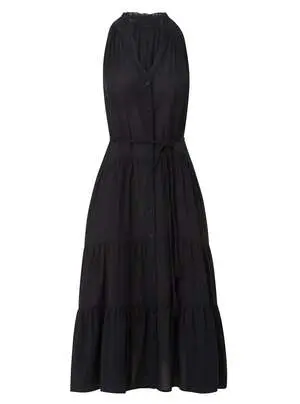 CHANGE OF SCENERY Tracy Tiered Maxi Shirtdress - Black