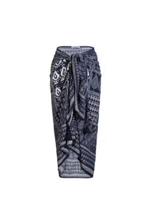CHANGE OF SCENERY Blue / White Melanie Pareo In Tivara Ikat - Blue/white