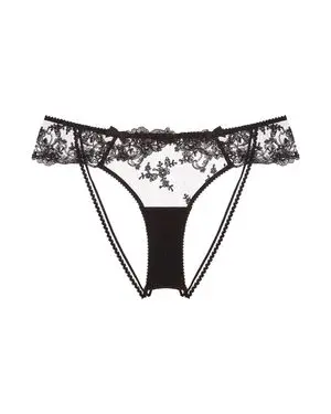JOURNELLE Cristiana Ouvert With Floral Embroidery And Bow Detail - Black