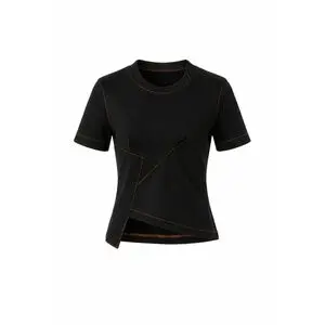 GAO REPUBLIC Asymmetric Cut-out Paneled T-shirt