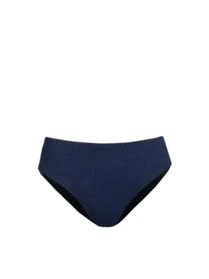 CHANGE OF SCENERY Classic Midrise Bikini Bottom In Metallic Marine - Blue