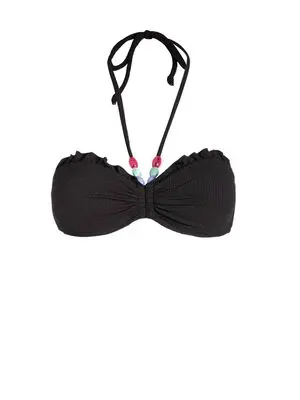 CHANGE OF SCENERY Alexis Bandeau Top With Beaded Halter Tie - Black