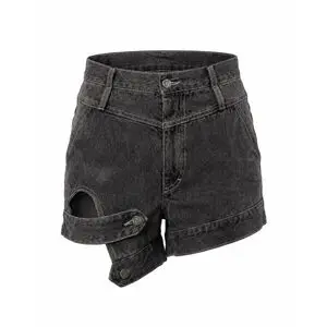 GAO REPUBLIC Asymmetrical Cut-out Denim Shorts