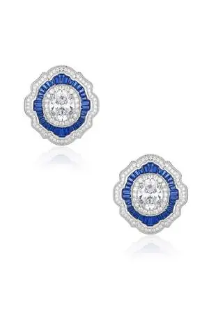 SANTINNI Cleopatra Art Deco Silver Earrings With Zirconia