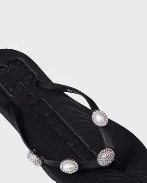 VELOUR Tapered Pearl Ibiza Embellished Flip-flops