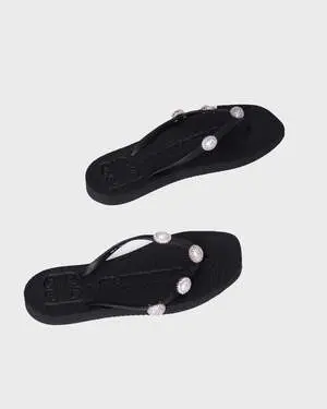 VELOUR Tapered Pearl Ibiza Embellished Flip-flops