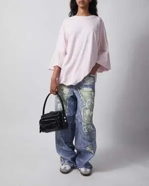 Acne Studios Logo T-shirt With Gathered Sleeves And Hem