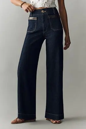 Maeve Colette High-rise Wide-leg Full-length Jeans - Medium Denim
