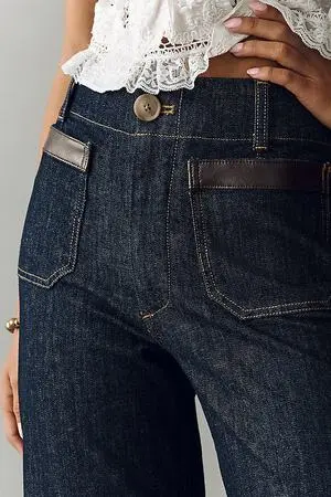 Maeve Colette High-rise Wide-leg Full-length Jeans - Medium Denim
