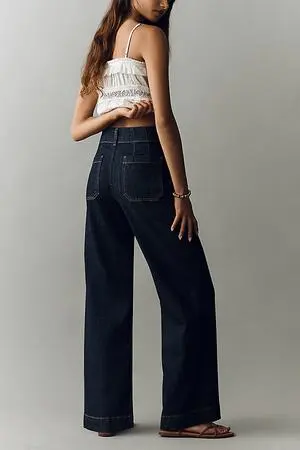 Maeve Colette High-rise Wide-leg Full-length Jeans - Medium Denim
