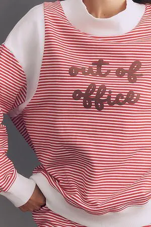 DAILY PRACTICE Cotton Embroidered Mock-neck Sweatshirt - Red/white