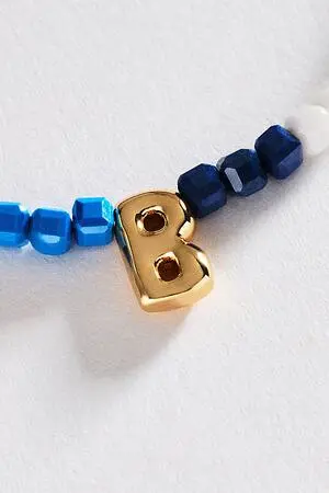 Anthropologie Beaded Initial Necklace With Cubic Zirconia Accent - B