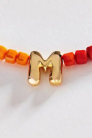 Anthropologie Beaded Initial Necklace With Cubic Zirconia Accent M