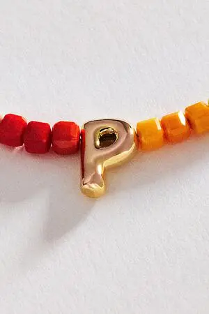 Anthropologie Beaded Initial Necklace With Cubic Zirconia Accent P