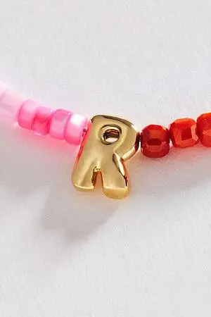Anthropologie Beaded Initial Necklace With Cubic Zirconia Accent R
