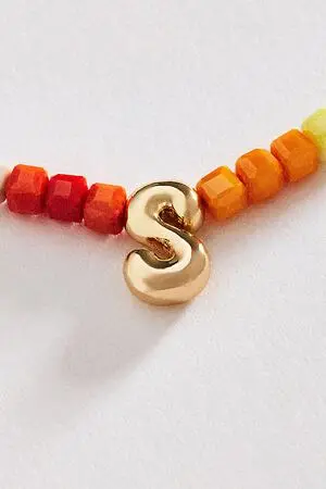 Anthropologie Beaded Initial Necklace With Cubic Zirconia Accent S