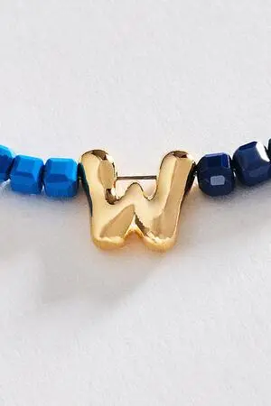 Anthropologie Beaded Initial Necklace With Cubic Zirconia Accent W