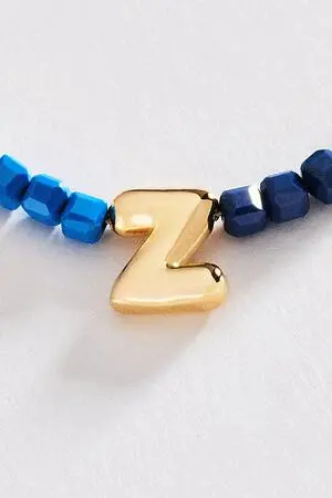 Anthropologie Beaded Initial Necklace With Cubic Zirconia Accent Z