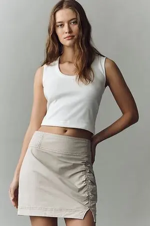 PILCRO Ruched Slim Mini Skirt