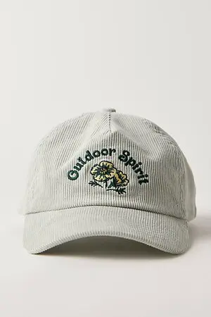 Free People Corduroy Baseball Cap With Embroidered Detail - Rain