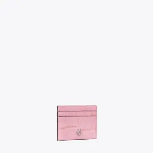 Tory Burch Charlie Croc-embossed Card Case - Rose Sunset