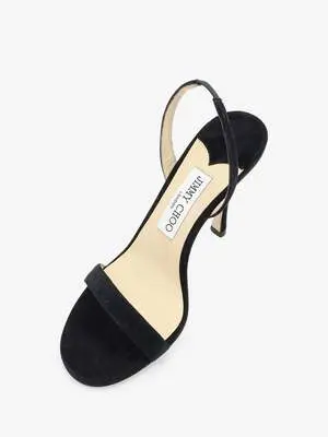 JIMMY CHOO Suede Slingback Sandals - Black
