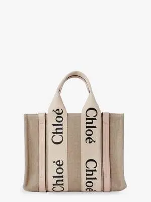 Chloé Woody Linen And Leather Tote Bag - Beige