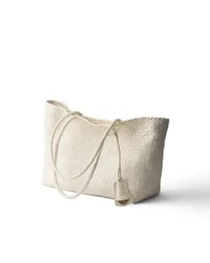 Prada Large Woven Leather Tote Bag - White